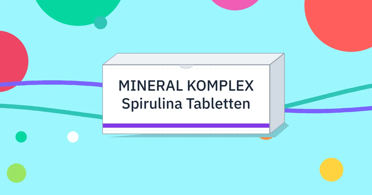 Symbolbild: Packung mit der Aufschrift MINERAL KOMPLEX Spirulina Tabletten (PZN 00693687) – Verfügbarkeit und Bezug in Apotheken in Frankfurt am Main