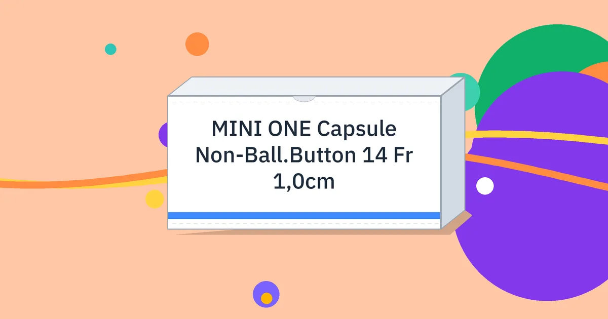 Symbolbild: Packung mit der Aufschrift MINI ONE Capsule Non-Ball.Button 14 Fr 1,0cm (PZN 14343689) – Verfügbarkeit und Bezug in Apotheken in Frankfurt am Main