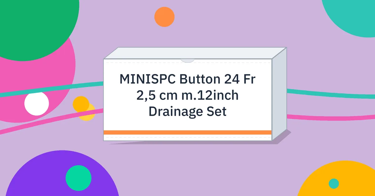 Symbolbild: Packung mit der Aufschrift MINISPC Button 24 Fr 2,5 cm m.12inch Drainage Set (PZN 20821383) – Verfügbarkeit und Bezug in Apotheken in Frankfurt am Main