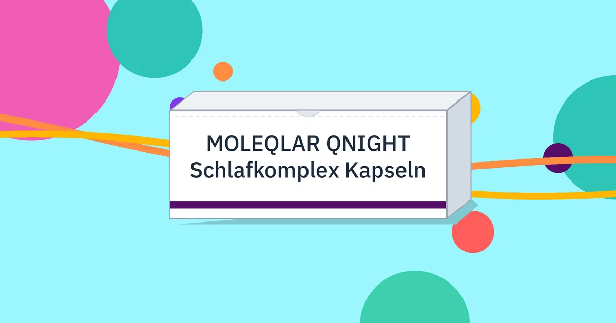 Symbolbild: Packung mit der Aufschrift MOLEQLAR QNIGHT Schlafkomplex Kapseln (PZN 20584345) – Verfügbarkeit und Bezug in Apotheken in Frankfurt am Main