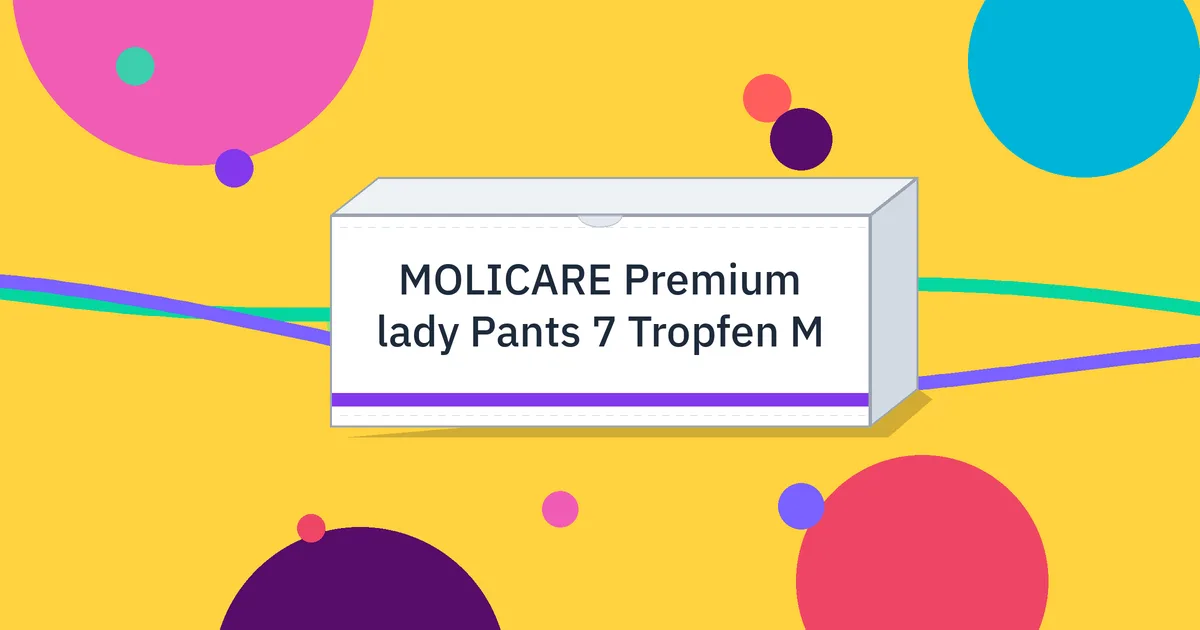 Symbolbild: Packung mit der Aufschrift MOLICARE Premium lady Pants 7 Tropfen M (PZN 14022583) – Verfügbarkeit und Bezug in Apotheken in Frankfurt am Main