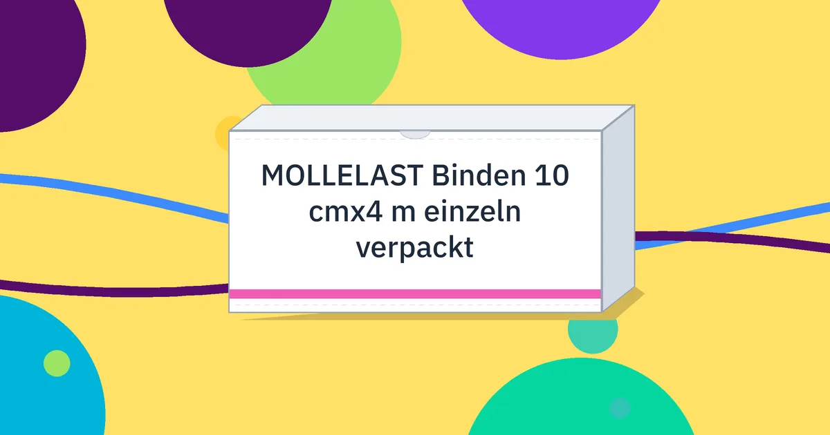 Symbolbild: Packung mit der Aufschrift MOLLELAST Binden 10 cmx4 m einzeln verpackt (PZN 19747457) – Verfügbarkeit und Bezug in Apotheken in Frankfurt am Main