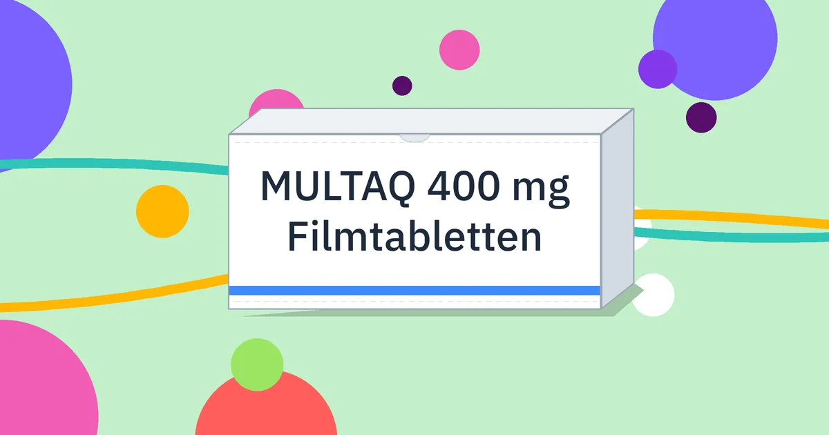 Symbolbild: Packung mit der Aufschrift MULTAQ 400 mg Filmtabletten (PZN 16914417) – Verfügbarkeit und Bezug in Apotheken in Frankfurt am Main