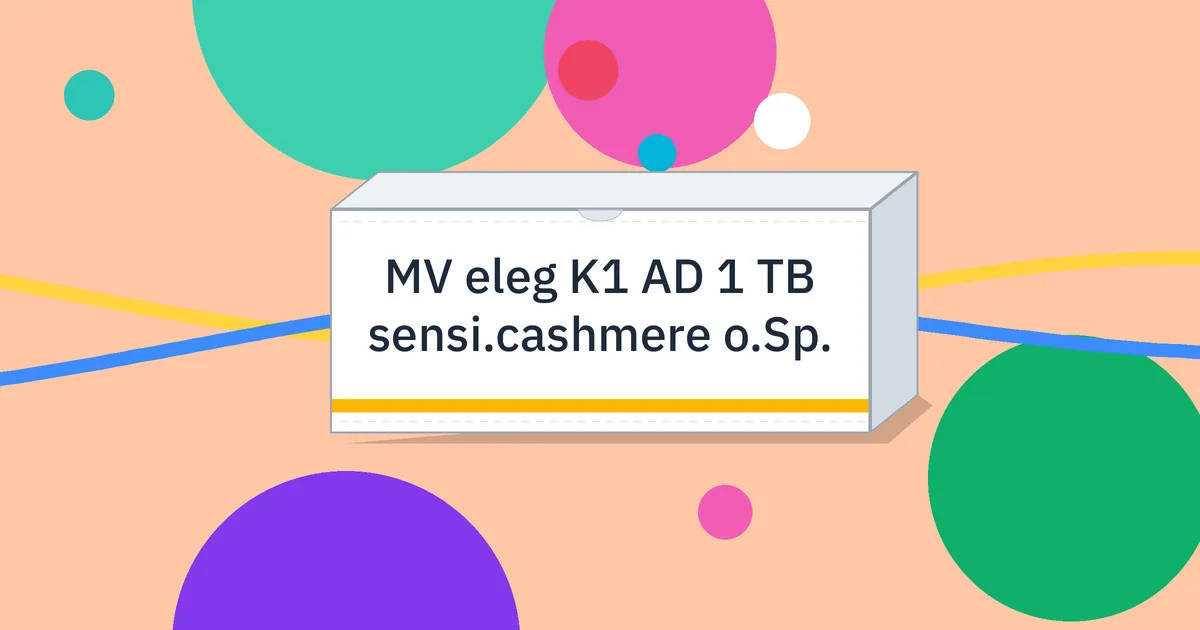 Symbolbild: Packung mit der Aufschrift MV eleg K1 AD 1 TB sensi.cashmere o.Sp. (PZN 14649916) – Verfügbarkeit und Bezug in Apotheken in Frankfurt am Main