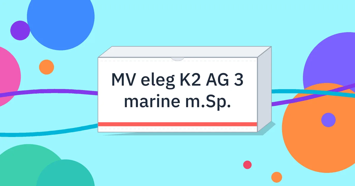 Symbolbild: Packung mit der Aufschrift MV eleg K2 AG 3 marine m.Sp. (PZN 14612592) – Verfügbarkeit und Bezug in Apotheken in Frankfurt am Main