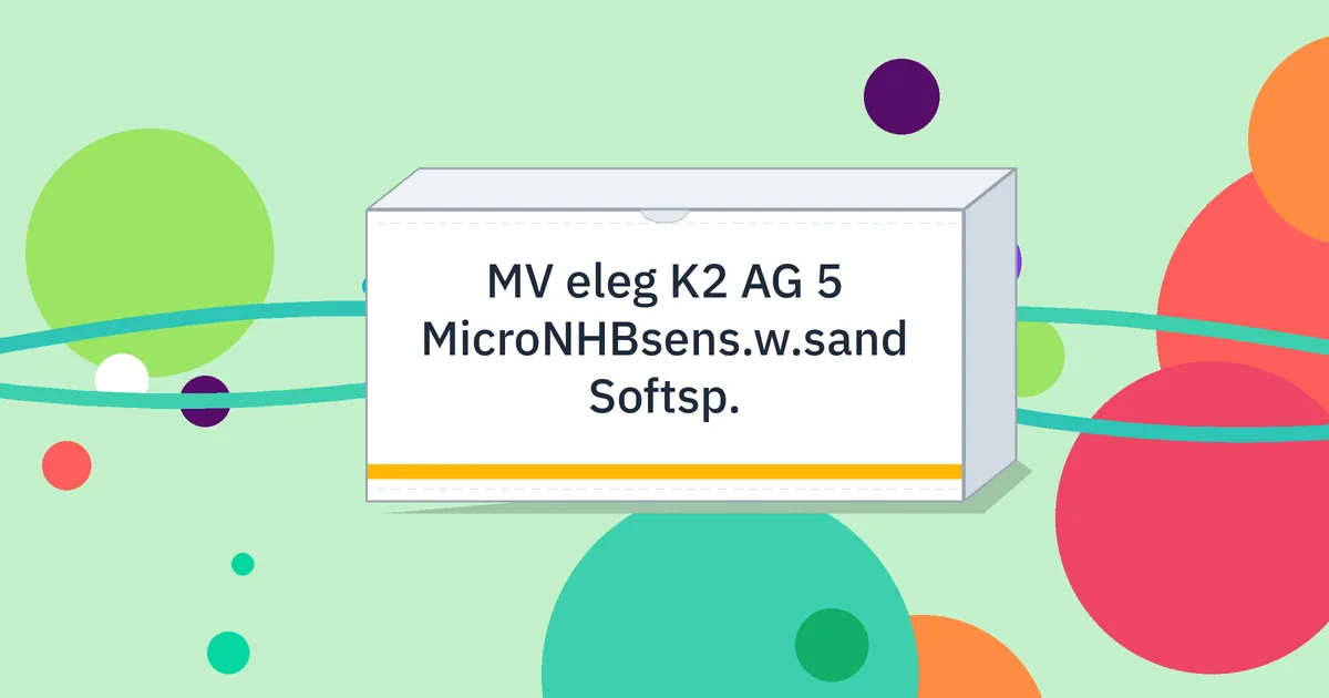 Symbolbild: Packung mit der Aufschrift MV eleg K2 AG 5 MicroNHBsens.w.sand Softsp. (PZN 18931118) – Verfügbarkeit und Bezug in Apotheken in Frankfurt am Main