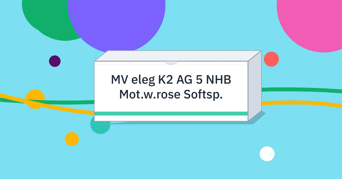 Symbolbild: Packung mit der Aufschrift MV eleg K2 AG 5 NHB Mot.w.rose Softsp. (PZN 15726694) – Verfügbarkeit und Bezug in Apotheken in Frankfurt am Main