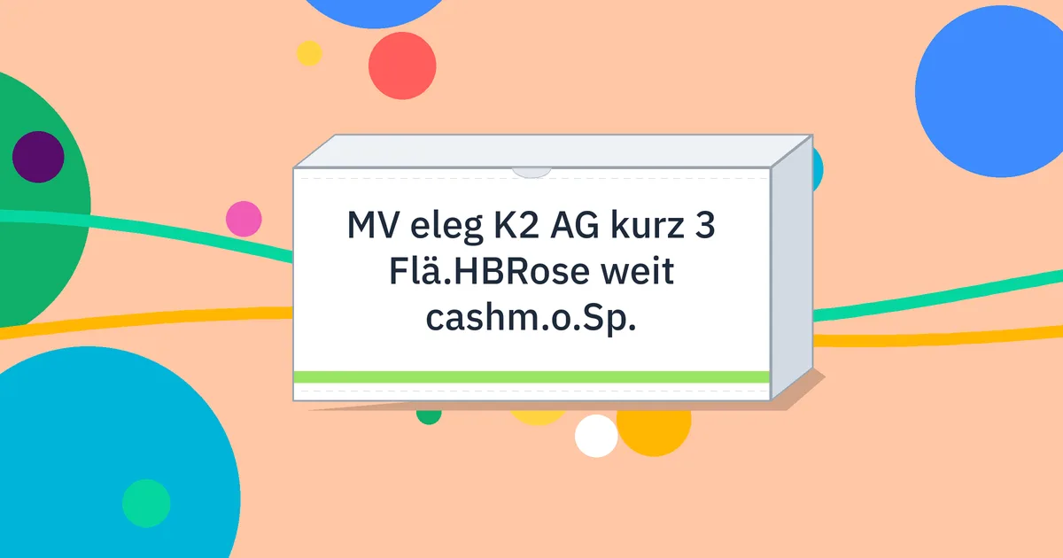 Symbolbild: Packung mit der Aufschrift MV eleg K2 AG kurz 3 Flä.HBRose weit cashm.o.Sp. (PZN 15705545) – Verfügbarkeit und Bezug in Apotheken in Frankfurt am Main