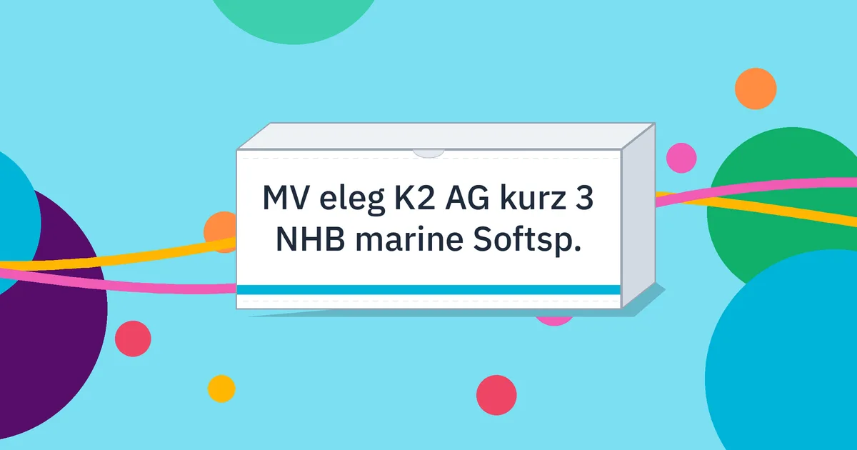 Symbolbild: Packung mit der Aufschrift MV eleg K2 AG kurz 3 NHB marine Softsp. (PZN 15717206) – Verfügbarkeit und Bezug in Apotheken in Frankfurt am Main