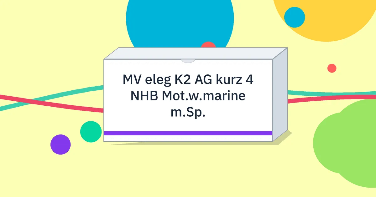 Symbolbild: Packung mit der Aufschrift MV eleg K2 AG kurz 4 NHB Mot.w.marine m.Sp. (PZN 15713510) – Verfügbarkeit und Bezug in Apotheken in Frankfurt am Main