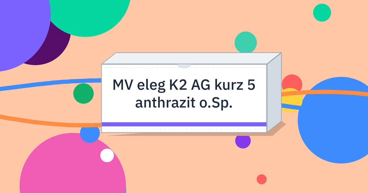 Symbolbild: Packung mit der Aufschrift MV eleg K2 AG kurz 5 anthrazit o.Sp. (PZN 00644097) – Verfügbarkeit und Bezug in Apotheken in Frankfurt am Main