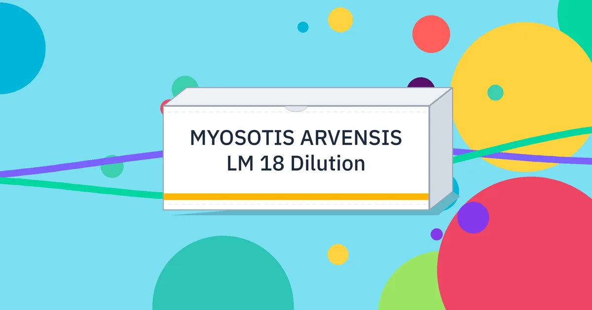 Symbolbild: Packung mit der Aufschrift MYOSOTIS ARVENSIS LM 18 Dilution (PZN 13612199) – Verfügbarkeit und Bezug in Apotheken in Frankfurt am Main