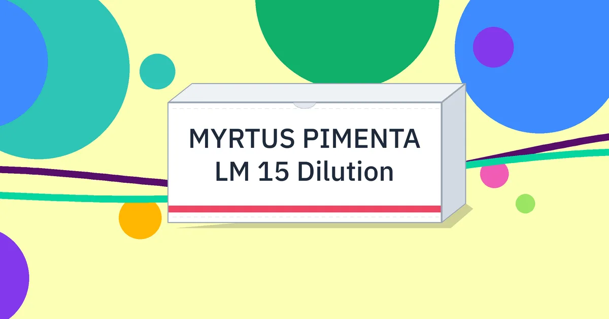 Symbolbild: Packung mit der Aufschrift MYRTUS PIMENTA LM 15 Dilution (PZN 13614471) – Verfügbarkeit und Bezug in Apotheken in Frankfurt am Main