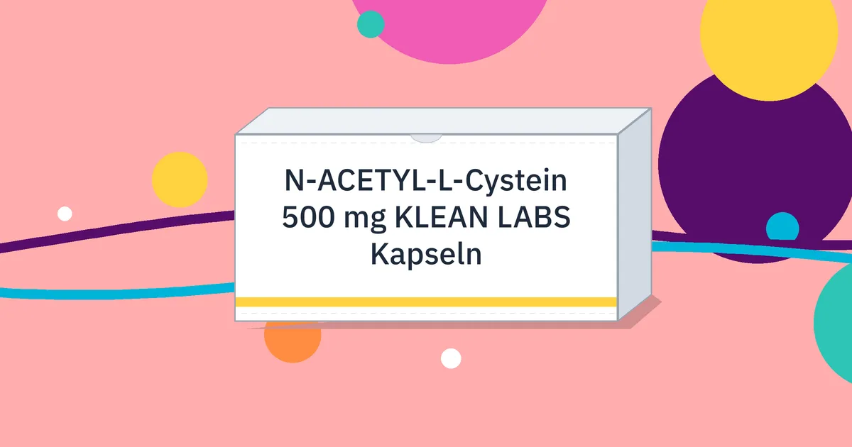 Symbolbild: Packung mit der Aufschrift N-ACETYL-L-Cystein 500 mg KLEAN LABS Kapseln (PZN 13830418) – Verfügbarkeit und Bezug in Apotheken in Frankfurt am Main