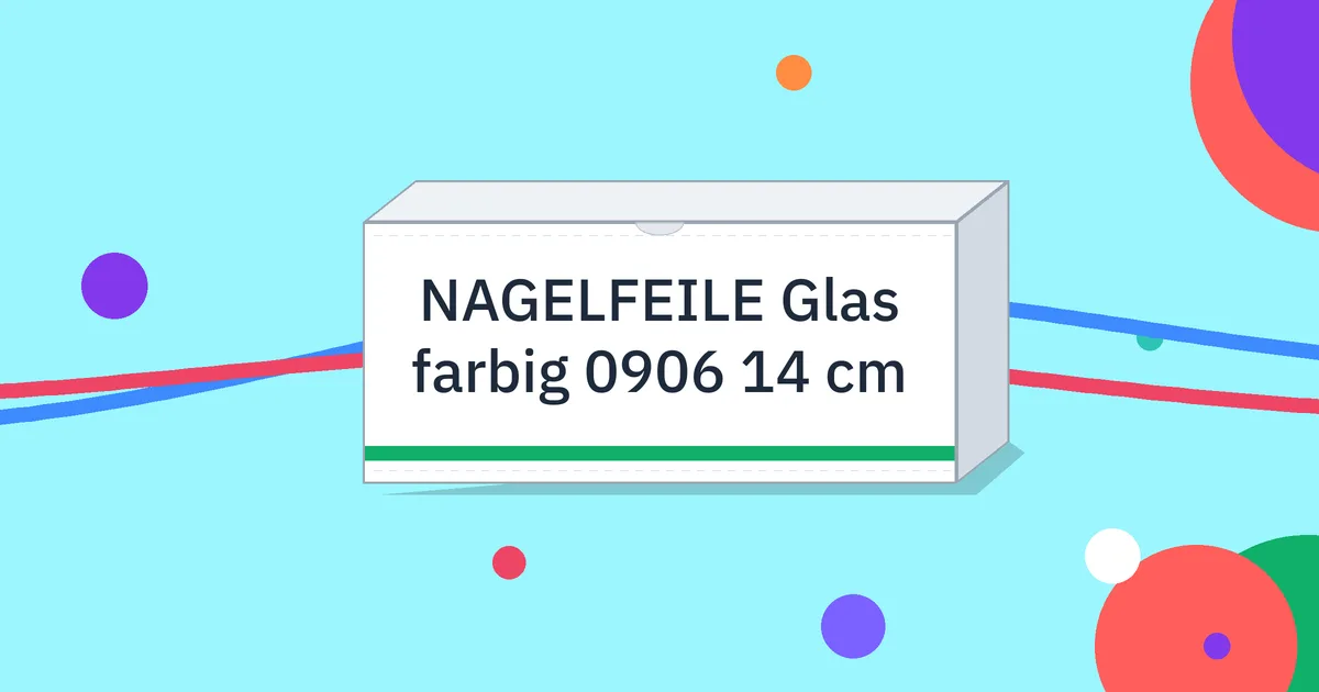 Symbolbild: Packung mit der Aufschrift NAGELFEILE Glas farbig 0906 14 cm (PZN 11024009) – Verfügbarkeit und Bezug in Apotheken in Frankfurt am Main