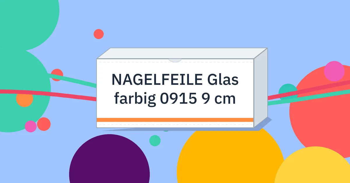 Symbolbild: Packung mit der Aufschrift NAGELFEILE Glas farbig 0915 9 cm (PZN 11023961) – Verfügbarkeit und Bezug in Apotheken in Frankfurt am Main