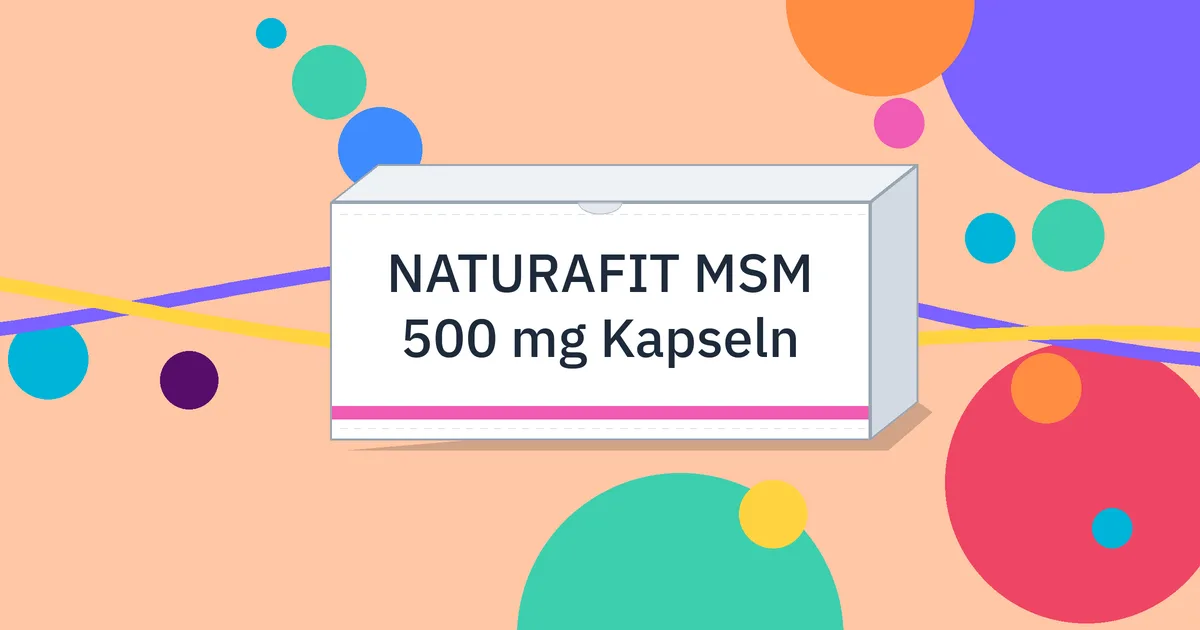 Symbolbild: Packung mit der Aufschrift NATURAFIT MSM 500 mg Kapseln (PZN 12516192) – Verfügbarkeit und Bezug in Apotheken in Frankfurt am Main