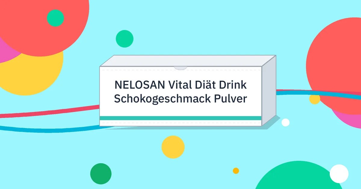 Symbolbild: Packung mit der Aufschrift NELOSAN Vital Diät Drink Schokogeschmack Pulver (PZN 09713658) – Verfügbarkeit und Bezug in Apotheken in Frankfurt am Main