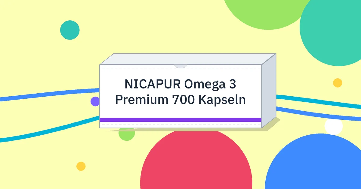 Symbolbild: Packung mit der Aufschrift NICAPUR Omega 3 Premium 700 Kapseln (PZN 13510576) – Verfügbarkeit und Bezug in Apotheken in Frankfurt am Main