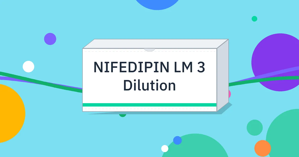 Symbolbild: Packung mit der Aufschrift NIFEDIPIN LM 3 Dilution (PZN 12969427) – Verfügbarkeit und Bezug in Apotheken in Frankfurt am Main