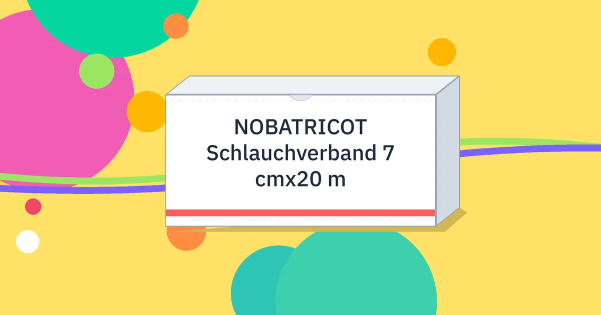 Symbolbild: Packung mit der Aufschrift NOBATRICOT Schlauchverband 7 cmx20 m (PZN 07094027) – Verfügbarkeit und Bezug in Apotheken in Frankfurt am Main