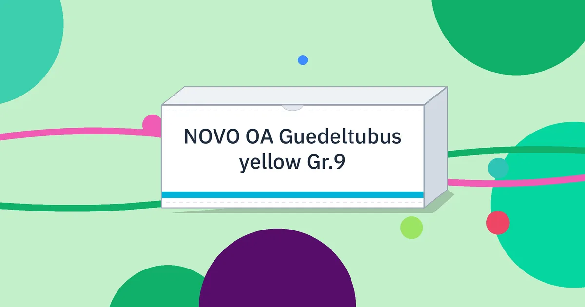 Symbolbild: Packung mit der Aufschrift NOVO OA Guedeltubus yellow Gr.9 (PZN 19429148) – Verfügbarkeit und Bezug in Apotheken in Frankfurt am Main