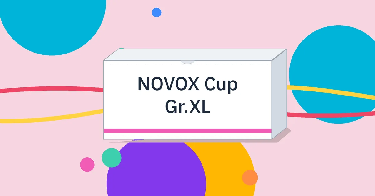 Symbolbild: Packung mit der Aufschrift NOVOX Cup Gr.XL (PZN 18650394) – Verfügbarkeit und Bezug in Apotheken in Frankfurt am Main