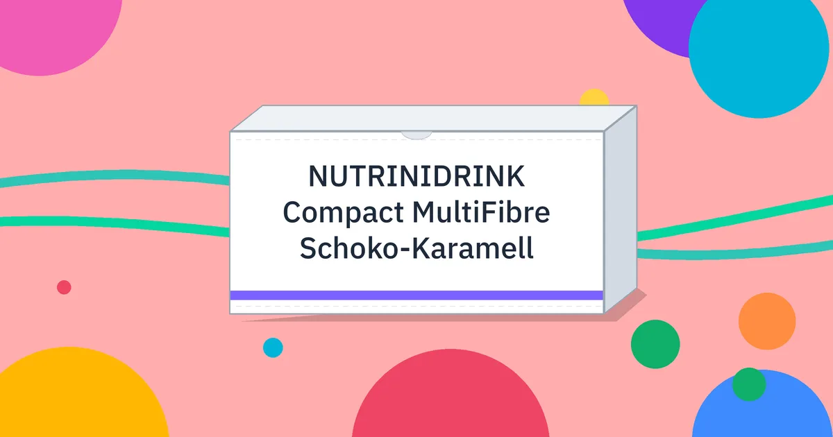 Symbolbild: Packung mit der Aufschrift NUTRINIDRINK Compact MultiFibre Schoko-Karamell (PZN 16675243) – Verfügbarkeit und Bezug in Apotheken in Frankfurt am Main