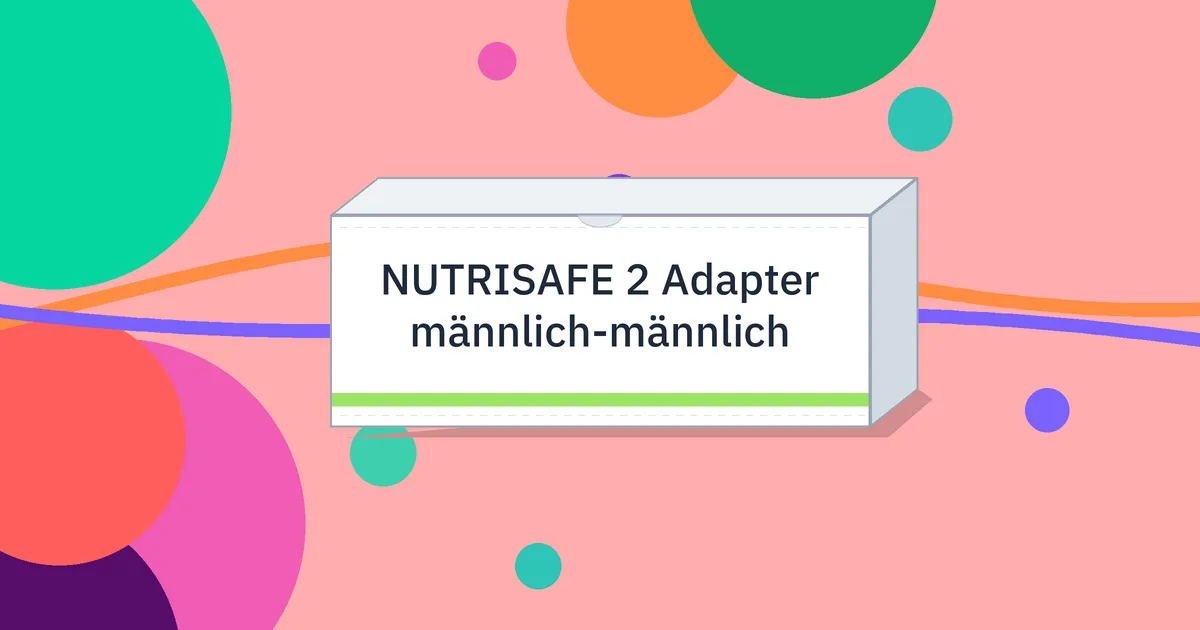 Symbolbild: Packung mit der Aufschrift NUTRISAFE 2 Adapter männlich-männlich (PZN 12426483) – Verfügbarkeit und Bezug in Apotheken in Frankfurt am Main