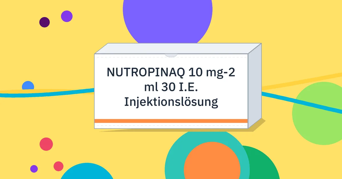 Symbolbild: Packung mit der Aufschrift NUTROPINAQ 10 mg-2 ml 30 I.E. Injektionslösung (PZN 11125437) – Verfügbarkeit und Bezug in Apotheken in Frankfurt am Main