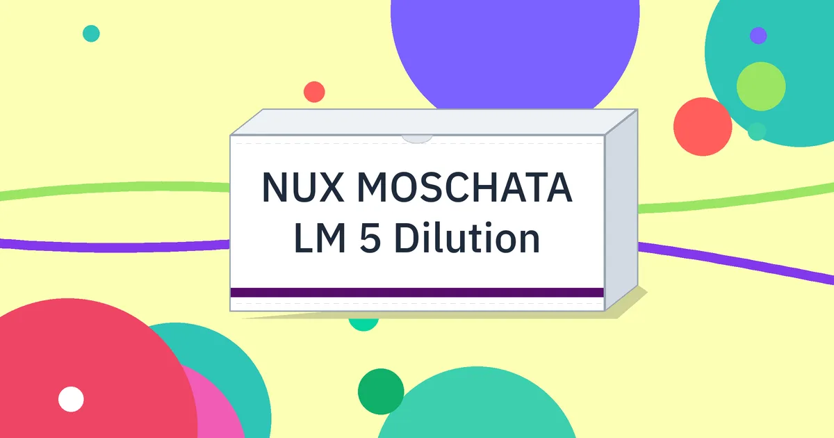 Symbolbild: Packung mit der Aufschrift NUX MOSCHATA LM 5 Dilution (PZN 12969893) – Verfügbarkeit und Bezug in Apotheken in Frankfurt am Main