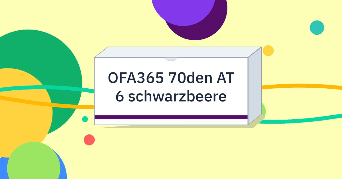 Symbolbild: Packung mit der Aufschrift OFA365 70den AT 6 schwarzbeere (PZN 16722652) – Verfügbarkeit und Bezug in Apotheken in Frankfurt am Main