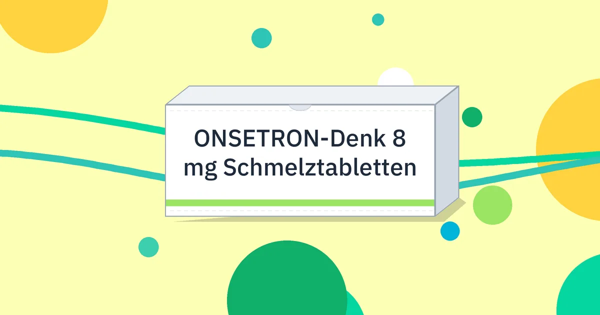Symbolbild: Packung mit der Aufschrift ONSETRON-Denk 8 mg Schmelztabletten (PZN 14047689) – Verfügbarkeit und Bezug in Apotheken in Frankfurt am Main