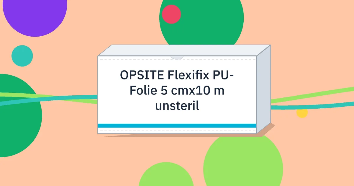 Symbolbild: Packung mit der Aufschrift OPSITE Flexifix PU-Folie 5 cmx10 m unsteril (PZN 18259856) – Verfügbarkeit und Bezug in Apotheken in Frankfurt am Main
