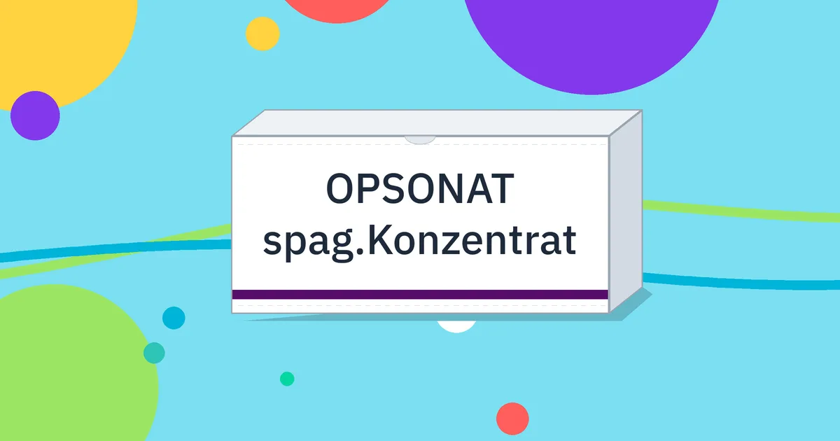 Symbolbild: Packung mit der Aufschrift OPSONAT spag.Konzentrat (PZN 03889273) – Verfügbarkeit und Bezug in Apotheken in Frankfurt am Main