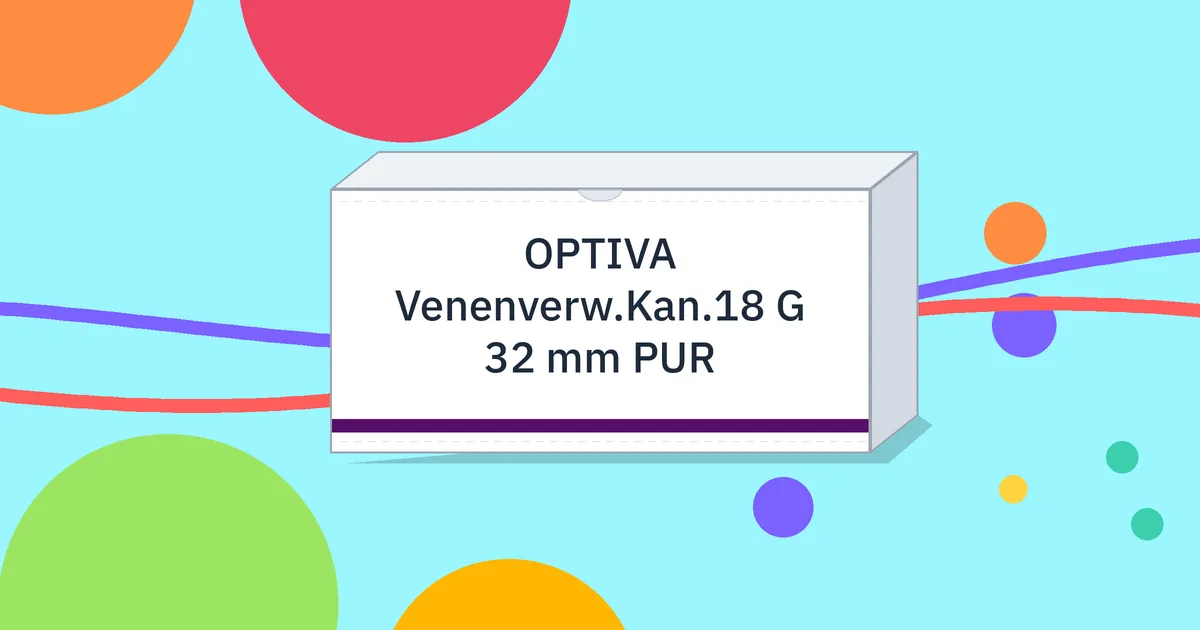 Symbolbild: Packung mit der Aufschrift OPTIVA Venenverw.Kan.18 G 32 mm PUR (PZN 09106800) – Verfügbarkeit und Bezug in Apotheken in Frankfurt am Main