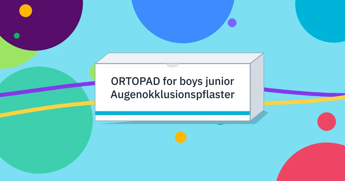 Symbolbild: Packung mit der Aufschrift ORTOPAD for boys junior Augenokklusionspflaster (PZN 06443230) – Verfügbarkeit und Bezug in Apotheken in Frankfurt am Main