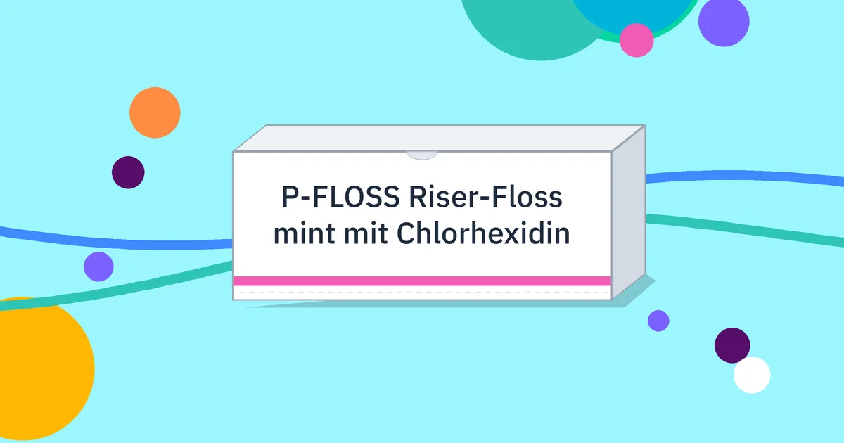 Symbolbild: Packung mit der Aufschrift P-FLOSS Riser-Floss mint mit Chlorhexidin (PZN 17526255) – Verfügbarkeit und Bezug in Apotheken in Frankfurt am Main
