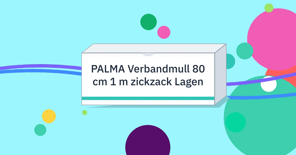 Symbolbild: Packung mit der Aufschrift PALMA Verbandmull 80 cm 1 m zickzack Lagen (PZN 02794949) – Verfügbarkeit und Bezug in Apotheken in Frankfurt am Main