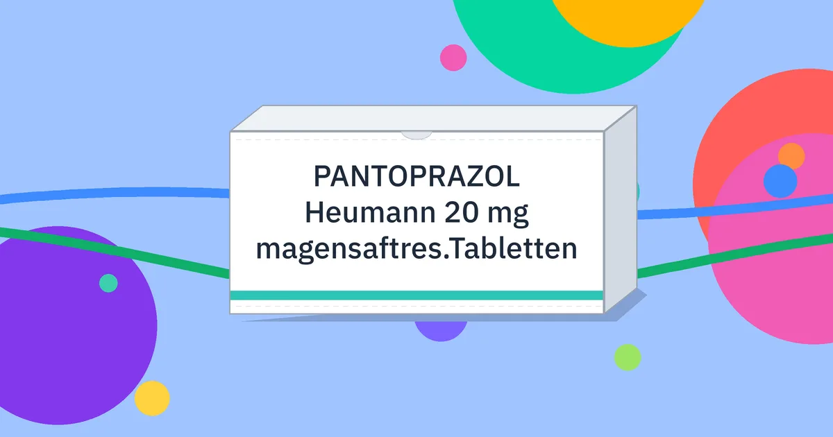 Symbolbild: Packung mit der Aufschrift PANTOPRAZOL Heumann 20 mg magensaftres.Tabletten (PZN 05860227) – Verfügbarkeit und Bezug in Apotheken in Frankfurt am Main