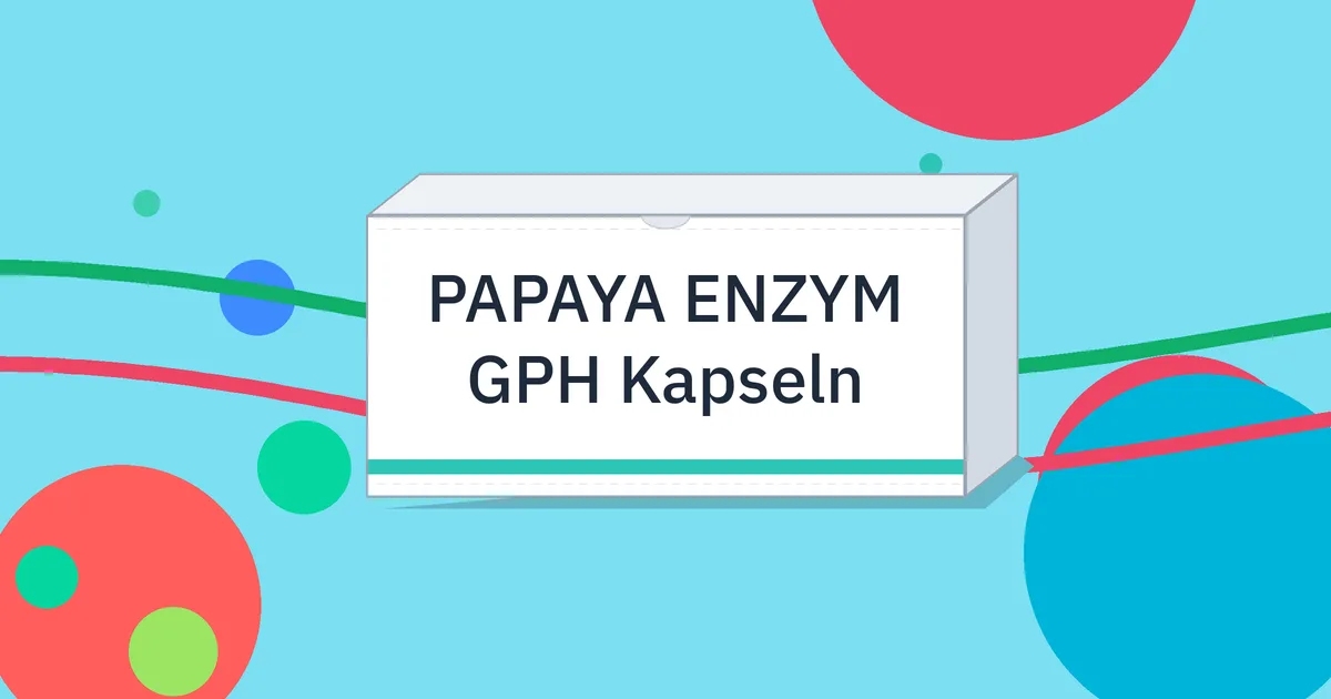 Symbolbild: Packung mit der Aufschrift PAPAYA ENZYM GPH Kapseln (PZN 03450181) – Verfügbarkeit und Bezug in Apotheken in Frankfurt am Main