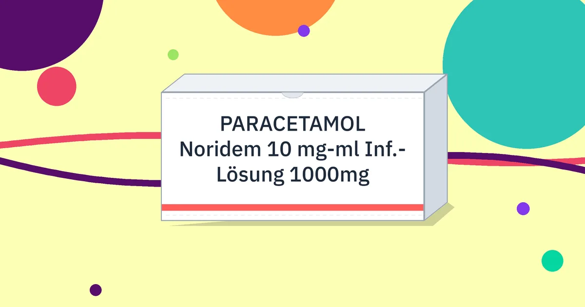 Symbolbild: Packung mit der Aufschrift PARACETAMOL Noridem 10 mg-ml Inf.-Lösung 1000mg (PZN 19372247) – Verfügbarkeit und Bezug in Apotheken in Frankfurt am Main