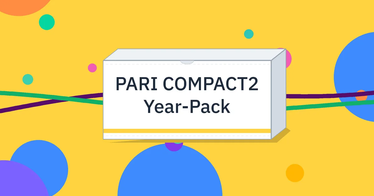 Symbolbild: Packung mit der Aufschrift PARI COMPACT2 Year-Pack (PZN 13868496) – Verfügbarkeit und Bezug in Apotheken in Frankfurt am Main