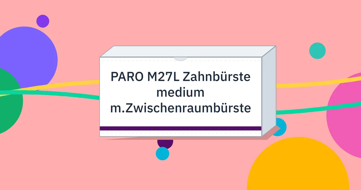 Symbolbild: Packung mit der Aufschrift PARO M27L Zahnbürste medium m.Zwischenraumbürste (PZN 17371999) – Verfügbarkeit und Bezug in Apotheken in Frankfurt am Main