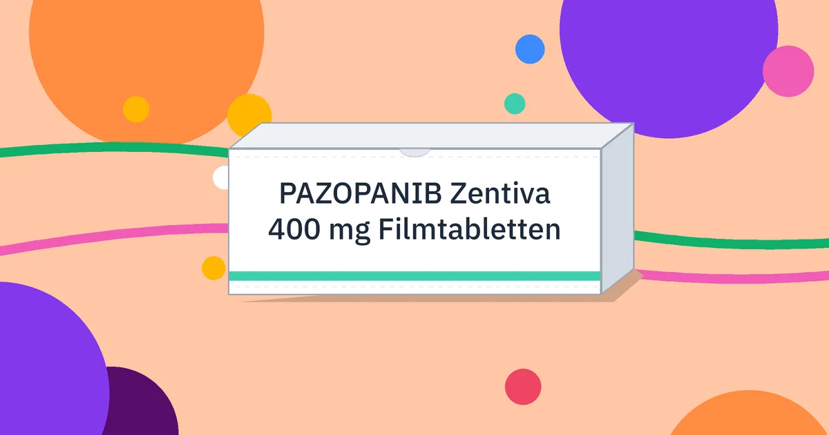 Symbolbild: Packung mit der Aufschrift PAZOPANIB Zentiva 400 mg Filmtabletten (PZN 19878739) – Verfügbarkeit und Bezug in Apotheken in Frankfurt am Main
