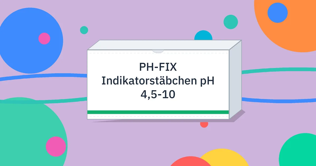 Symbolbild: Packung mit der Aufschrift PH-FIX Indikatorstäbchen pH 4,5-10 (PZN 04759041) – Verfügbarkeit und Bezug in Apotheken in Frankfurt am Main