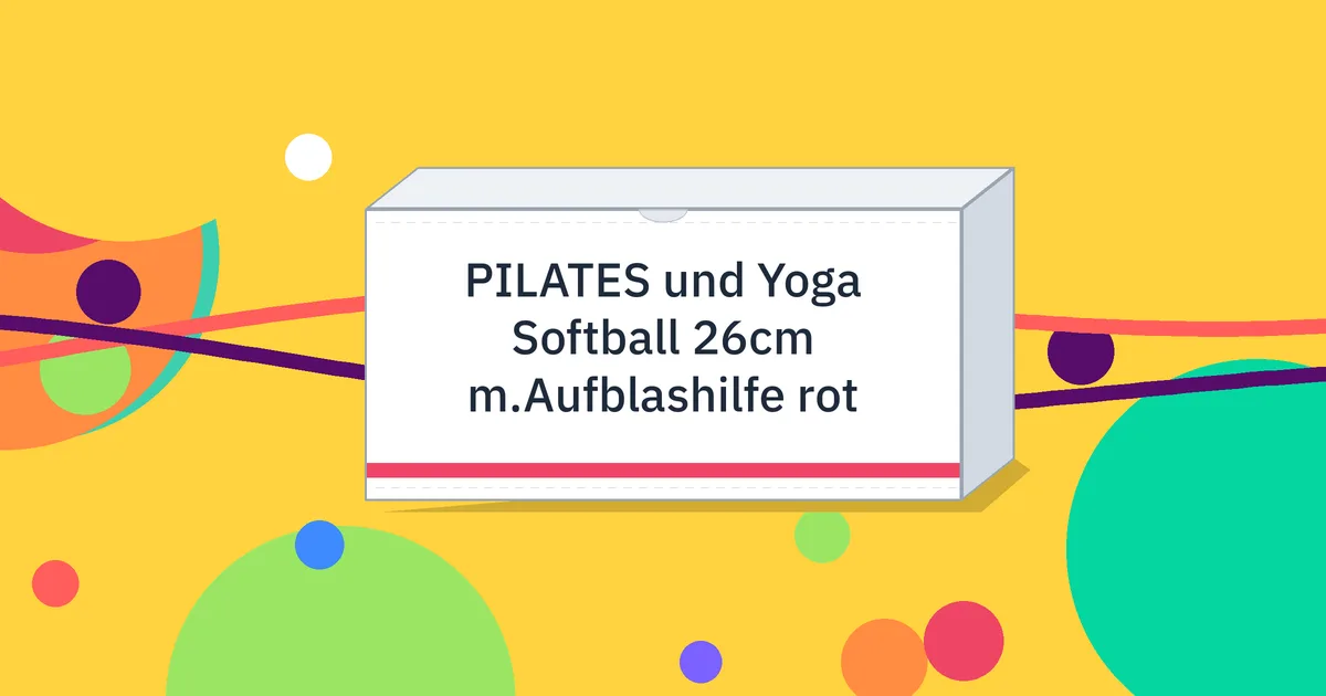 Symbolbild: Packung mit der Aufschrift PILATES und Yoga Softball 26cm m.Aufblashilfe rot (PZN 12405357) – Verfügbarkeit und Bezug in Apotheken in Frankfurt am Main