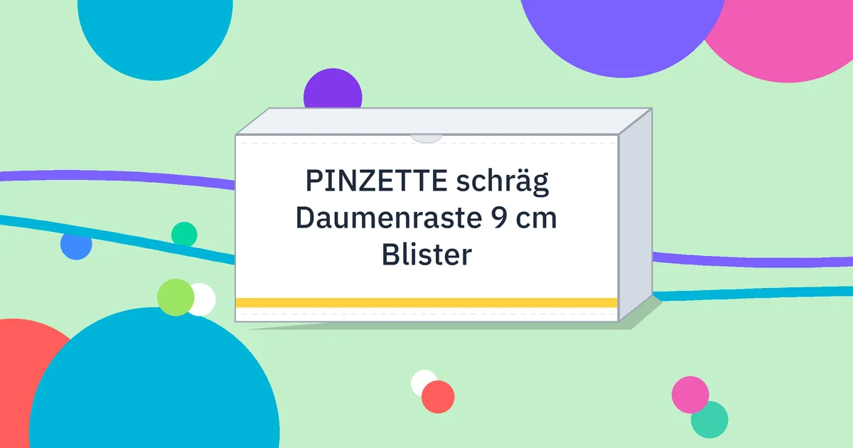 Symbolbild: Packung mit der Aufschrift PINZETTE schräg Daumenraste 9 cm Blister (PZN 01593812) – Verfügbarkeit und Bezug in Apotheken in Frankfurt am Main