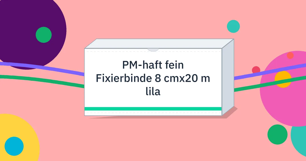 Symbolbild: Packung mit der Aufschrift PM-haft fein Fixierbinde 8 cmx20 m lila (PZN 18846312) – Verfügbarkeit und Bezug in Apotheken in Frankfurt am Main
