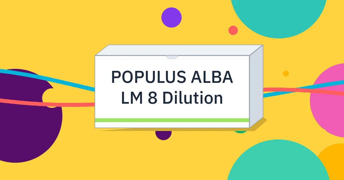 Symbolbild: Packung mit der Aufschrift POPULUS ALBA LM 8 Dilution (PZN 13663765) – Verfügbarkeit und Bezug in Apotheken in Frankfurt am Main